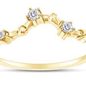 AFFY 1/10 Carat Natural Round Diamond Celestial Star Horoscope Astrology Pisces Zodiac Sign Ring In 14k Yellow Gold Over Sterling Silver (0.1 Cttw, H-I Color, I1-I2 Clarity) Ring Size 8