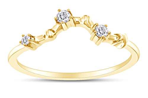 AFFY 1/10 Carat Natural Round Diamond Celestial Star Horoscope Astrology Pisces Zodiac Sign Ring In 14k Yellow Gold Over Sterling Silver (0.1 Cttw, H-I Color, I1-I2 Clarity) Ring Size 8