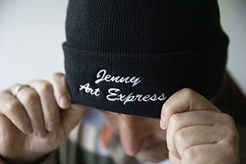 Custom Embroidered Beanies - Add Your Text or Name - Personalized Winter Knit Cap Hats Black