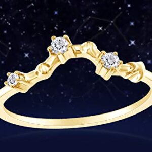 AFFY 1/10 Carat Natural Round Diamond Celestial Star Horoscope Astrology Pisces Zodiac Sign Ring In 14k Yellow Gold Over Sterling Silver (0.1 Cttw, H-I Color, I1-I2 Clarity) Ring Size 8