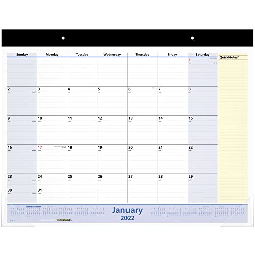 AT-A-GLANCE 2022 Desk Calendar by AT-A-GLANCE, Monthly Desk Pad, 22" x 17", Standard, QuickNotes (SK70000)