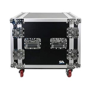 seismic audio - sa-ptr-10uc - 10 space pro audio dj road rack case with casters - 10u pro tour grade rack