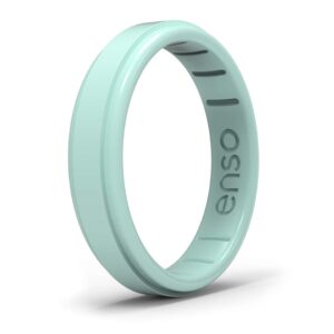 enso rings thin rise silicone ring - timeless with a twist - made in the usa - comfortable, breathable, and safe (turquoise, 10)