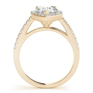 PB Collection 3 Ct Pear Shaped Cubic Zirconia Solitaire Halo Engagement Ring in 14K Yellow Gold Over 6