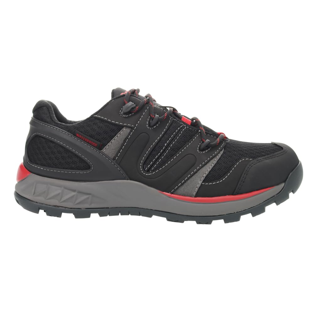 Propét Mens Vercors Hiking Shoe, Black/Red, 13 XX-Wide US