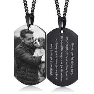 vnox personalized dog tags necklace for men - custom photo text army dog tag necklace for father husband son customized picture necklace for men women