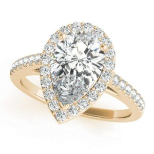 pb collection 3 ct pear shaped cubic zirconia solitaire halo engagement ring in 14k yellow gold over 6