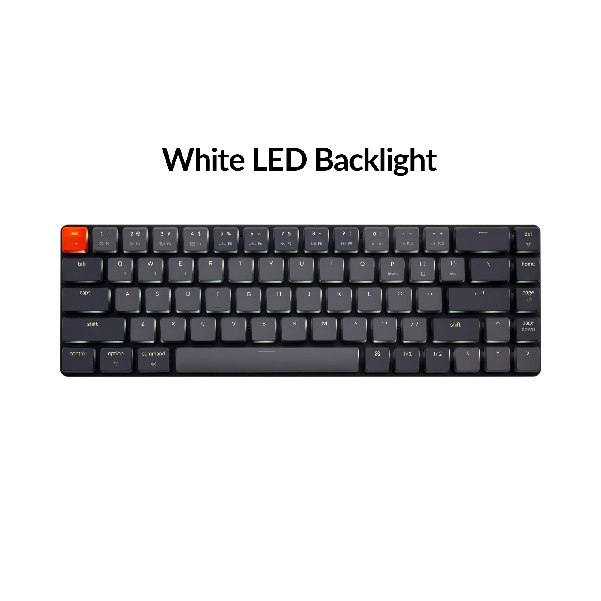 Keychron K7, 68 Keys Ultra-Slim Wireless Bluetooth/Wired Mechanical Keyboard with Low-Profile Gateron Mechanical Brown Switch, White LED Backlit Compatible with Mac Windows