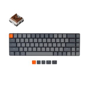 keychron k7 65% layout ultra-slim hot-swappable wireless bluetooth/wired usb mechanical keyboard with low-profile optical brown switch white led backlit computer keyboard for mac windows