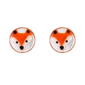 aeravida fun charming enamel mini fox animal .925 sterling silver stud earrings