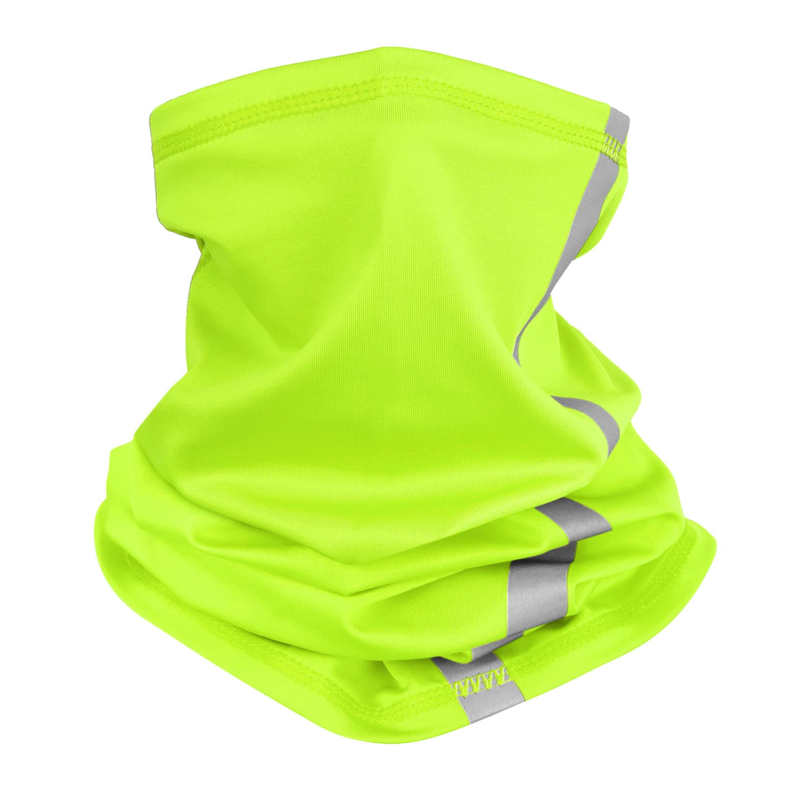 Muka Reflective Stripe Safety Neck Gaiter Face Neckerchief Bandana Scarves for Outdoor Activity Working-Green