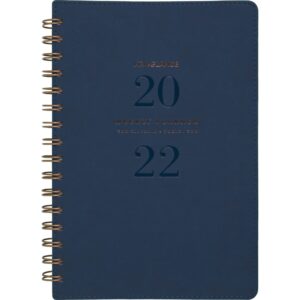 2022 weekly & monthly planner by at-a-glance, 5-1/2" x 8-1/2", small, wirebound, signature collection, navy (yp20020)