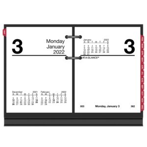 2022 Daily Desk Calendar Refill by AT-A-GLANCE, 3" x 3-3/4", Loose-Leaf, Compact (E91950), Black, 2022 New Edition