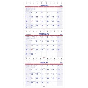 2022 wall calendar by at-a-glance, 12" x 27", large, move-a-page, three-month (pmlf1128)