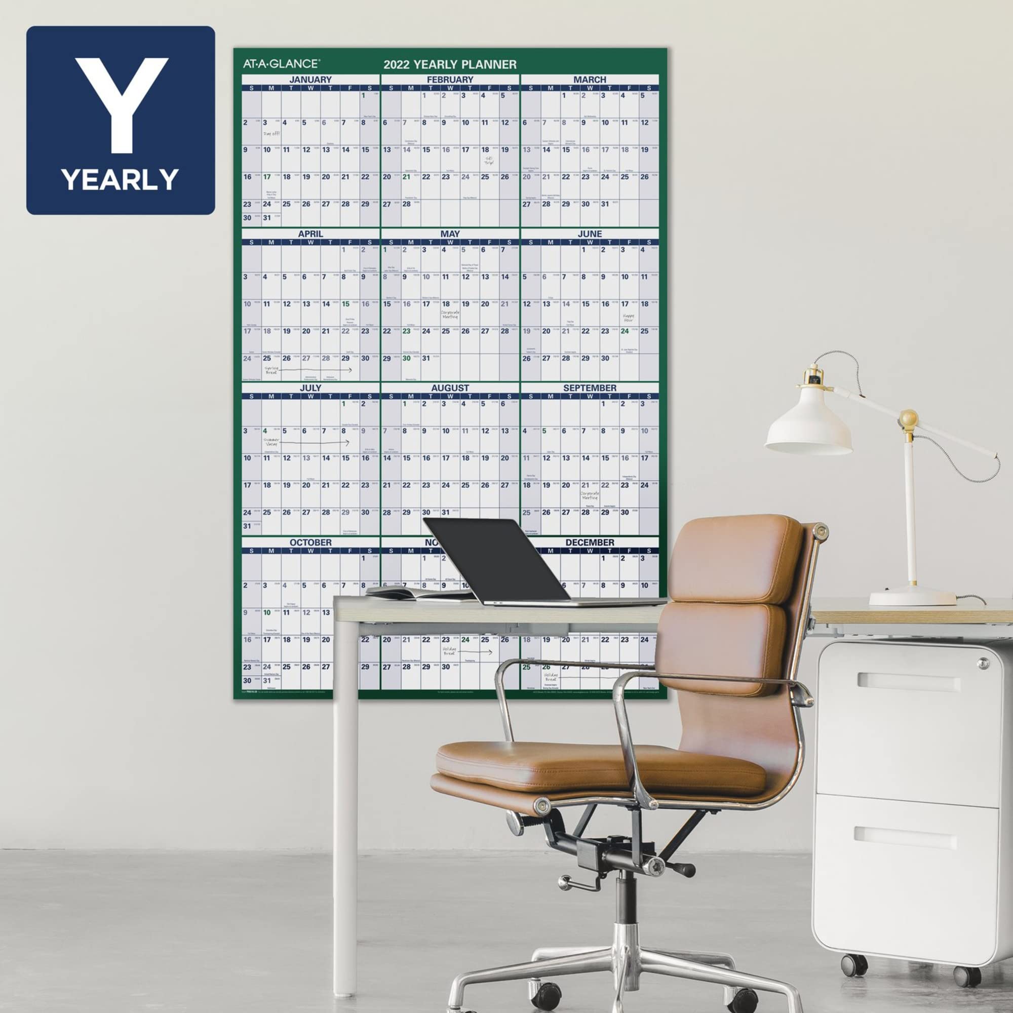 AT-A-GLANCE 2022 Erasable Calendar, Dry Erase Wall Planner by AT-A-GLANCE, 48" x 32", Jumbo, Vertical, Reversible for Notes & Planning Space (PM31028)