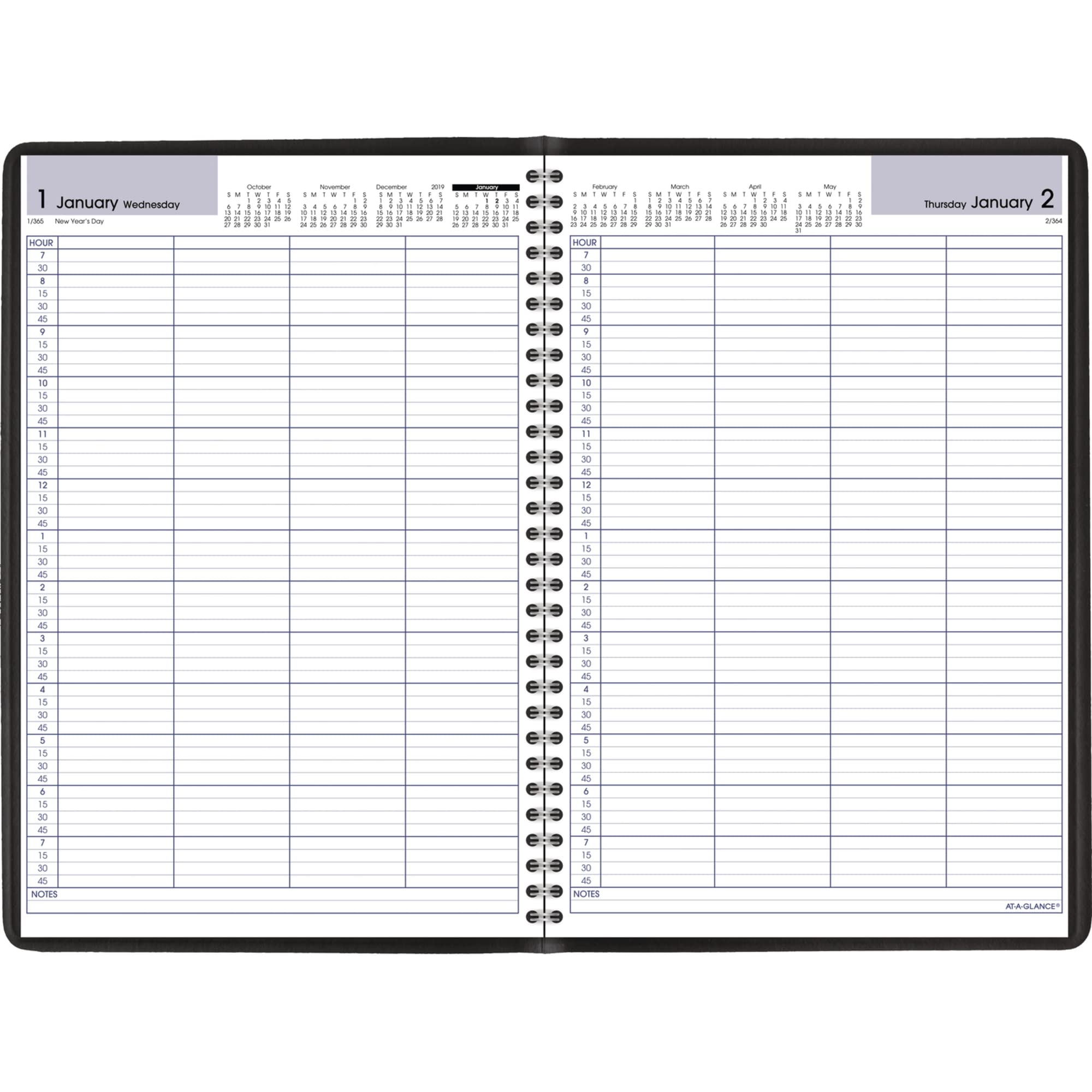 2022 Four Person Group Daily Appointment Book by AT-A-GLANCE, 8" x 11", Large, DayMinder, Black (G56000)