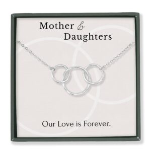 hope love shine mother daughter necklace - mom birthday present, mothers day jewelry gift • interlocking circles necklace for women in sterling silver & 14k gold vermeil