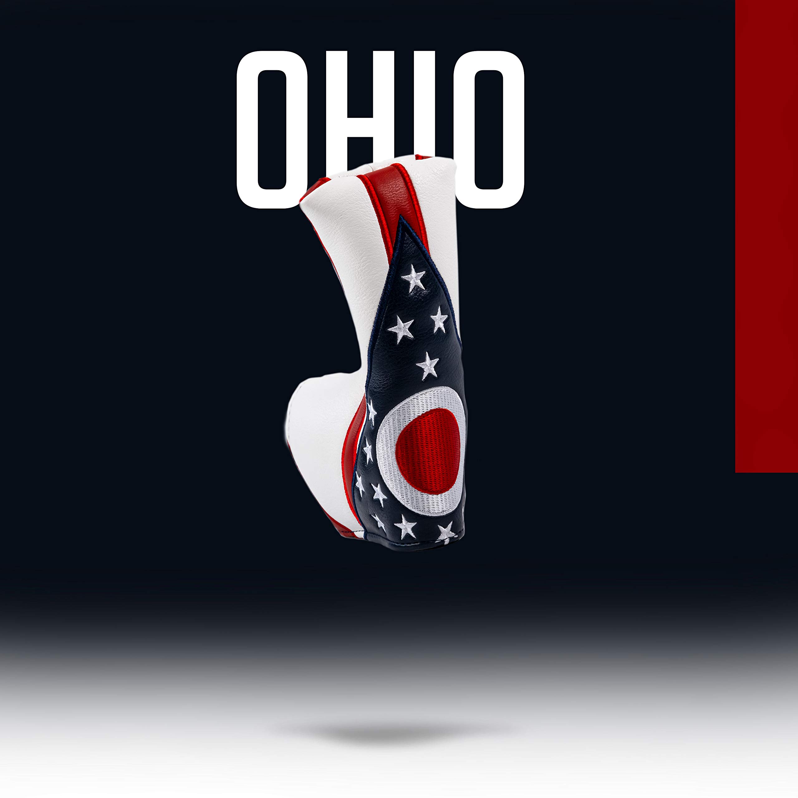 Pins & Aces Ohio Tribute Premium Golf Club Head Cover - Premium, Hand-Made Leather Headcover - OH Flag Styled, Tour Quality Golf Club Cover - Style & Customize Your Golf Bag (Blade)