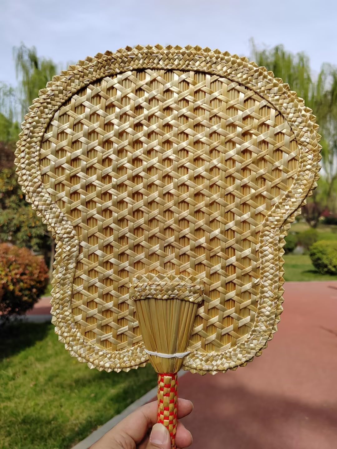 Kailinst Hand Woven Fan,Folding Hand Fan,Wheat Straw Hand Fan,Manual Fan,Hand Fans Women Foldable,Suitable for Summer,Barbecue,Decoration(7.7" Plantain Fan)