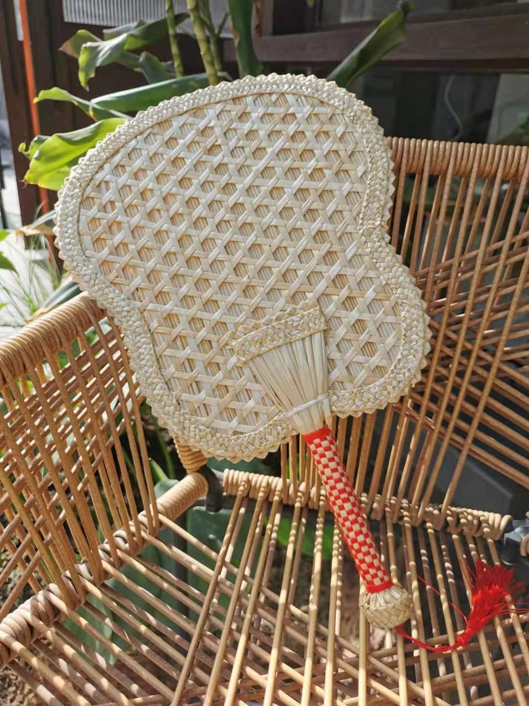 Kailinst Hand Woven Fan,Folding Hand Fan,Wheat Straw Hand Fan,Manual Fan,Hand Fans Women Foldable,Suitable for Summer,Barbecue,Decoration(7.7" Plantain Fan)