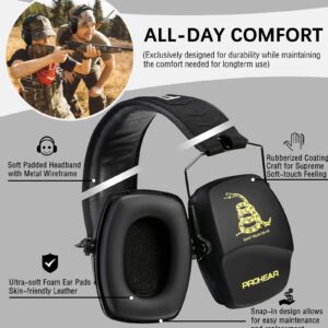 PROHEAR 016 2-Pair Shooting Ear Protection Safety Earmuffs, NRR 27dB Noise Reduction Slim Passive Hearing Protector with Low-Profile Earcups, Compact Foldable Muffs for Gun Range, Hunting