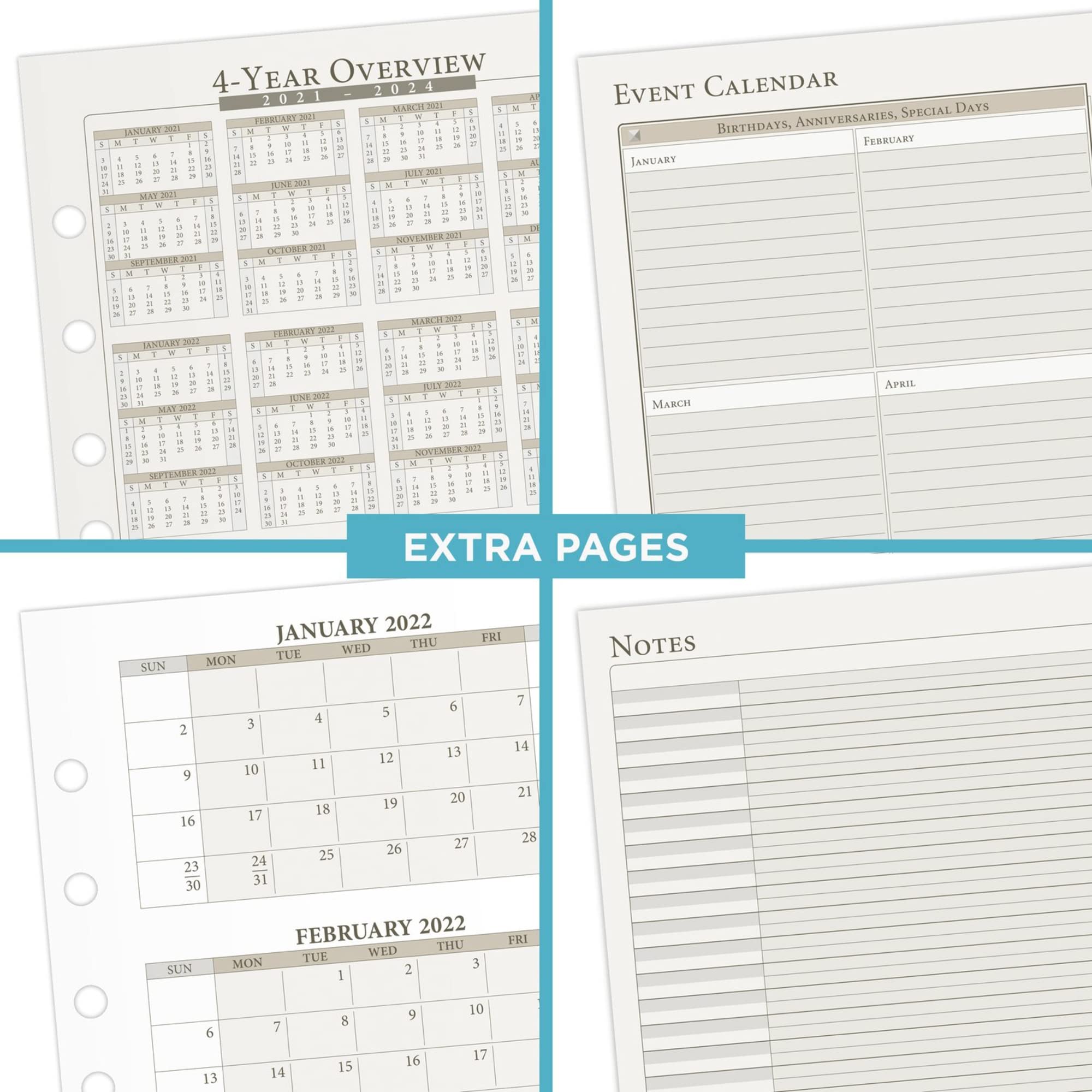 2022 Weekly & Monthly Planner Refill by AT-A-GLANCE, 91010 DAY-TIMER, 5-1/2" x 8-1/2", Size 4, Desk Size, Loose-Leaf (481-285Y)