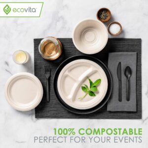 Ecovita 100% Compostable Paper Bowls [16 oz.] – 150 Disposable Bowls Eco Friendly Sturdy Tree Free Liquid and Heat Resistant Alternative to Plastic or Paper Bowls