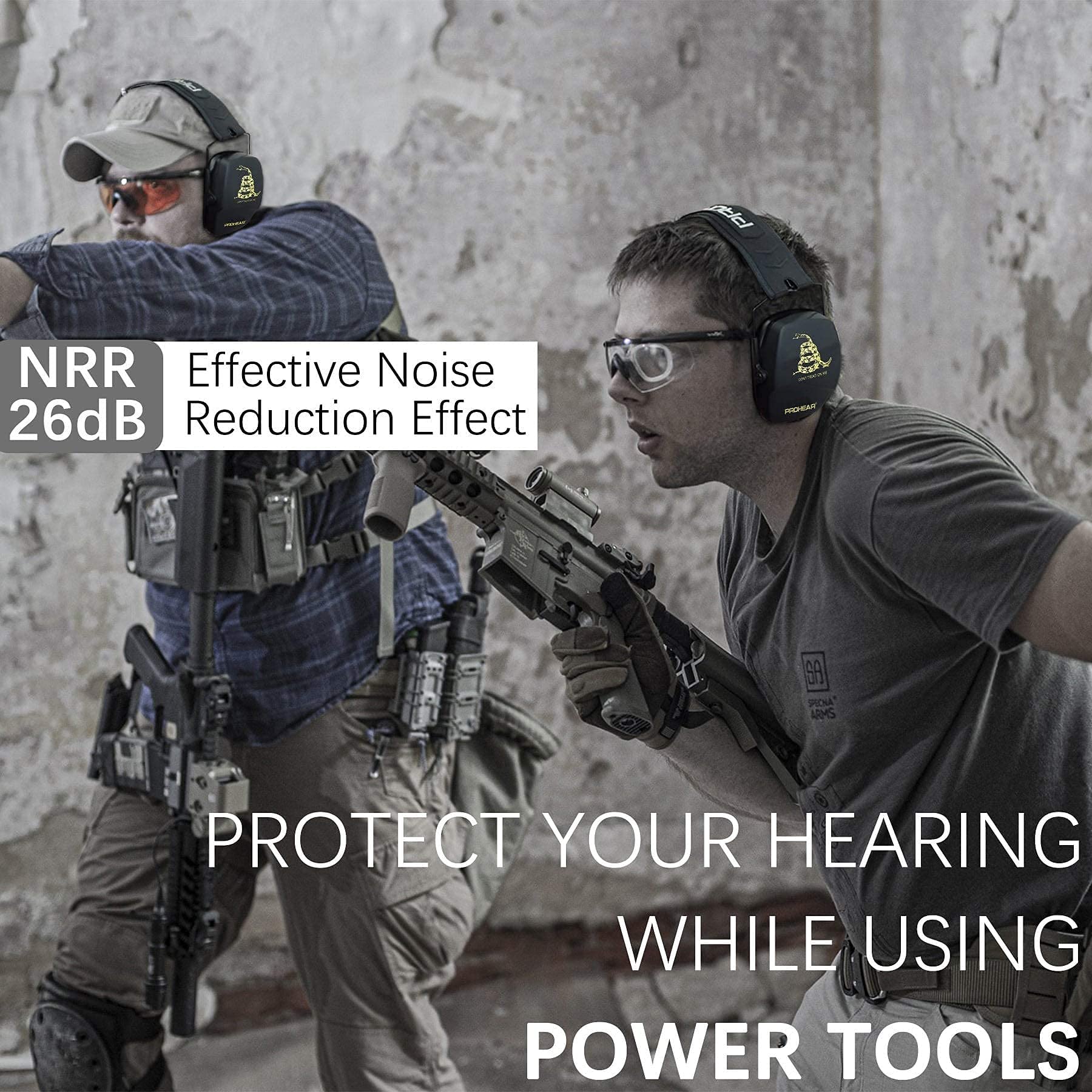 PROHEAR 016 2-Pair Shooting Ear Protection Safety Earmuffs, NRR 27dB Noise Reduction Slim Passive Hearing Protector with Low-Profile Earcups, Compact Foldable Muffs for Gun Range, Hunting