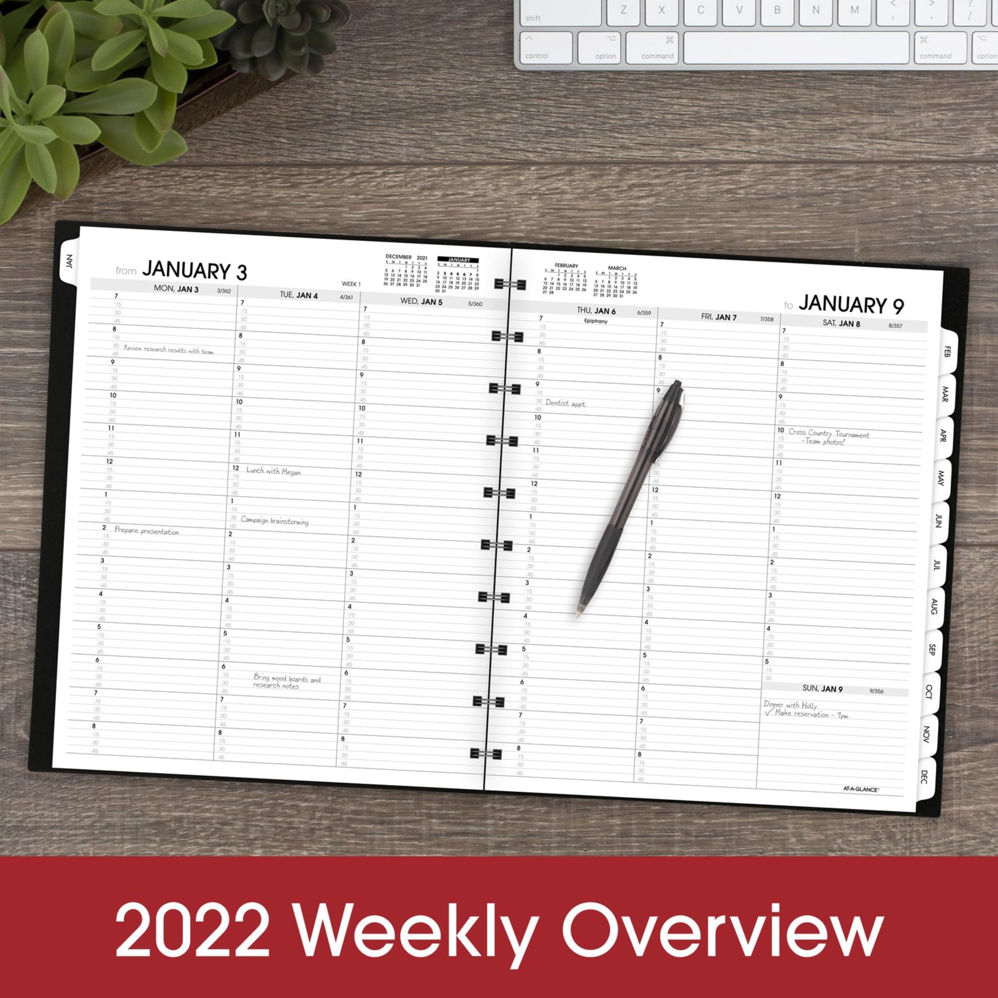 2022 Weekly & Monthly Appointment Book & Planner by AT-A-GLANCE, 8-3/4" x 11", Large, Move-A-Page, Black (70950E05)