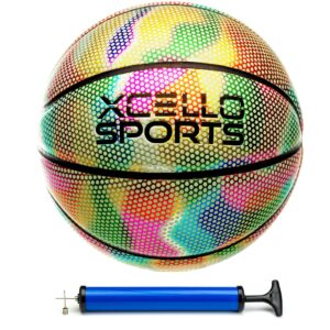 xcello sports basketball official size holographic with pump