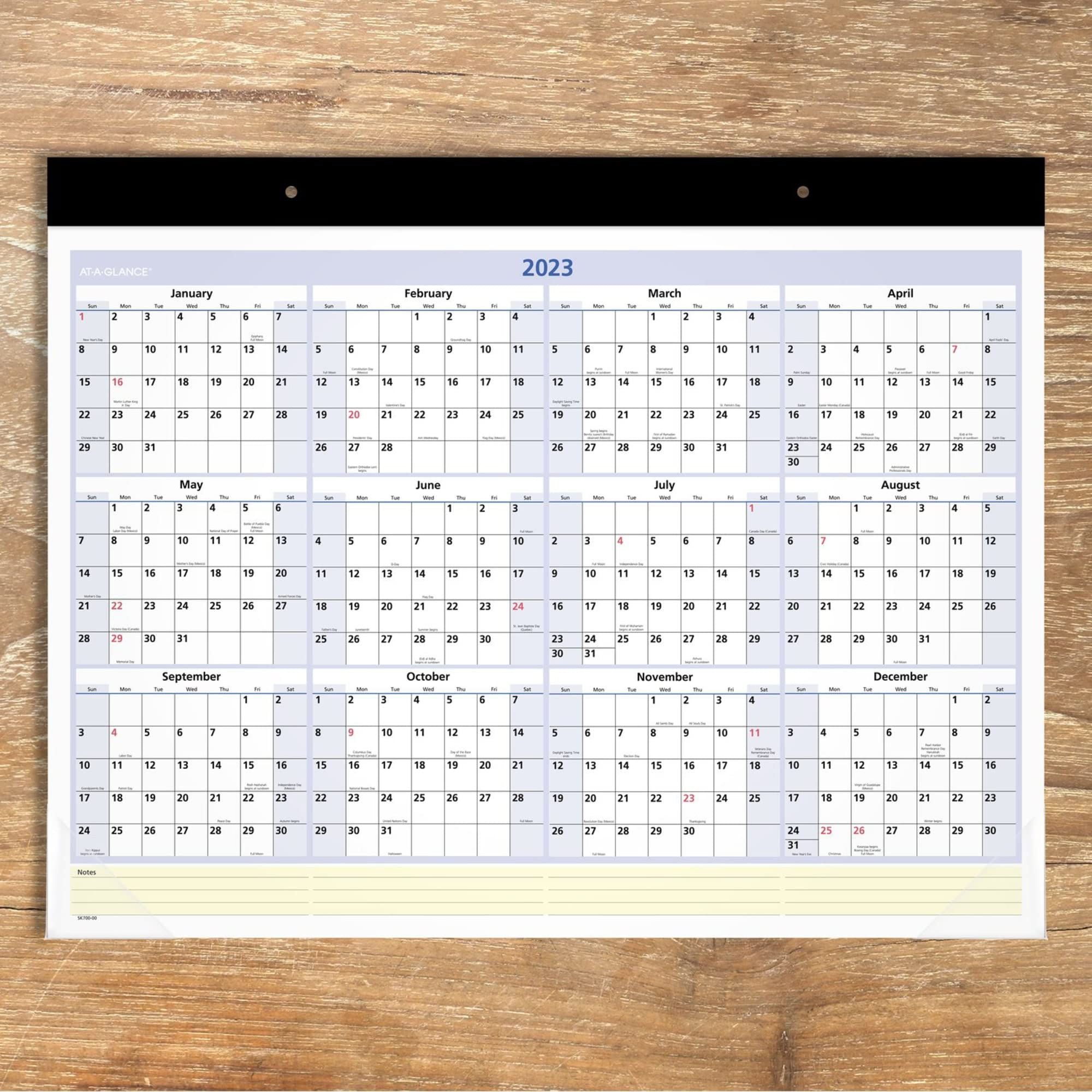 AT-A-GLANCE 2022 Desk Calendar by AT-A-GLANCE, Monthly Desk Pad, 22" x 17", Standard, QuickNotes (SK70000)