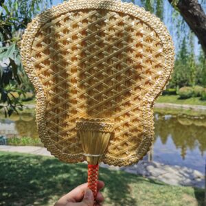 Kailinst Hand Woven Fan,Folding Hand Fan,Wheat Straw Hand Fan,Manual Fan,Hand Fans Women Foldable,Suitable for Summer,Barbecue,Decoration(7.7" Plantain Fan)