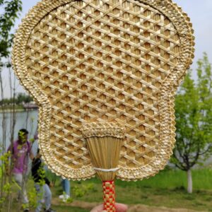 Kailinst Hand Woven Fan,Folding Hand Fan,Wheat Straw Hand Fan,Manual Fan,Hand Fans Women Foldable,Suitable for Summer,Barbecue,Decoration(7.7" Plantain Fan)