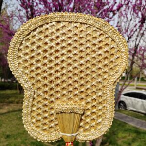 Kailinst Hand Woven Fan,Folding Hand Fan,Wheat Straw Hand Fan,Manual Fan,Hand Fans Women Foldable,Suitable for Summer,Barbecue,Decoration(7.7" Plantain Fan)