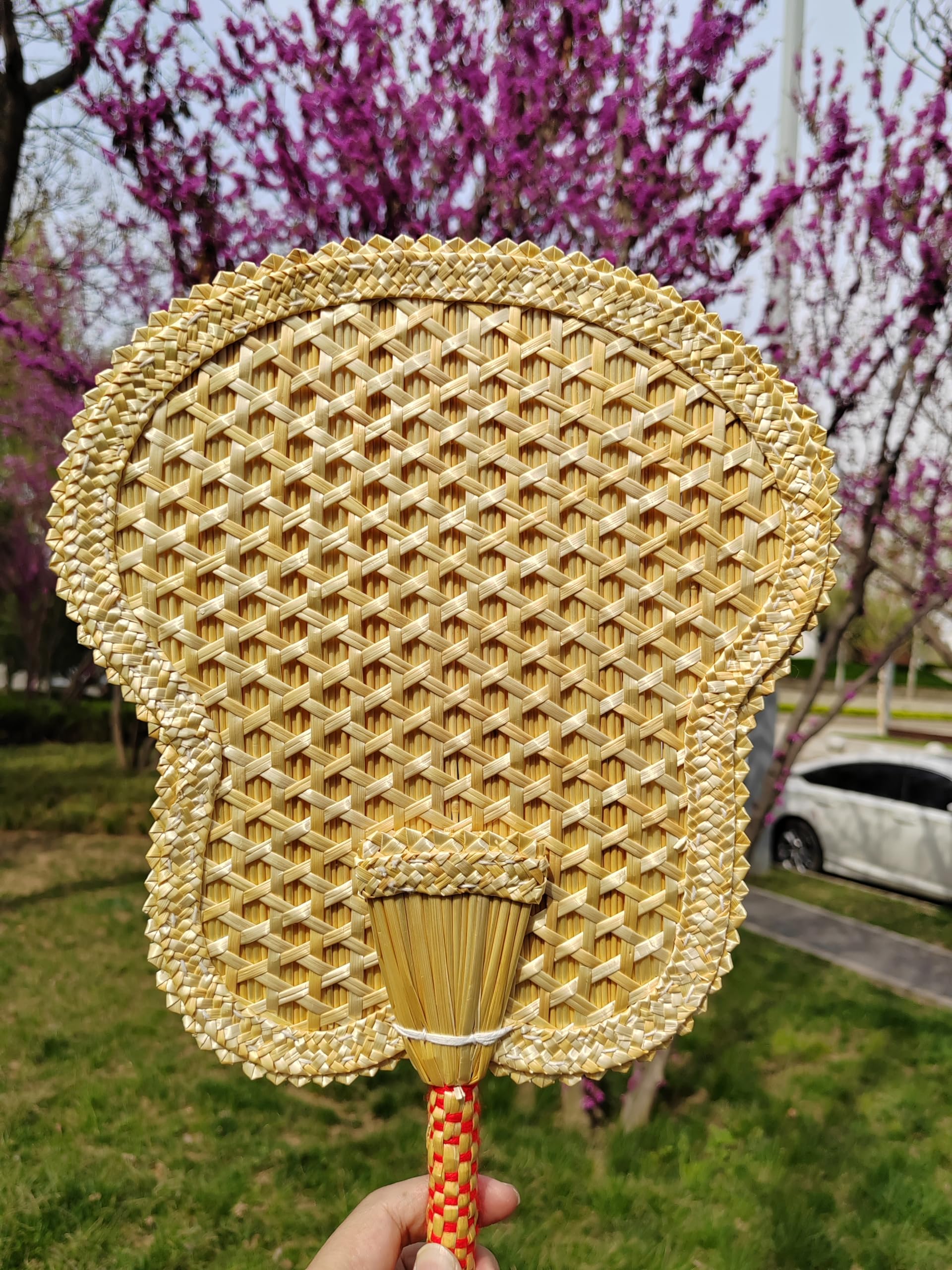 Kailinst Hand Woven Fan,Folding Hand Fan,Wheat Straw Hand Fan,Manual Fan,Hand Fans Women Foldable,Suitable for Summer,Barbecue,Decoration(7.7" Plantain Fan)