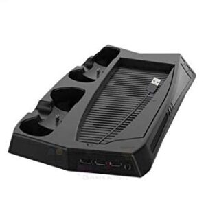 Scoutdoors Playstation 5 Charging Stand with Cooling Fan - Must Have PS5 Accessory, Charges 2 Controllers - Fan Cools Console - Game Storage, Works with Standard PS 5, Digital Edition or Ultra HD