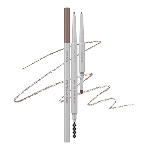 rom&nd HAN ALL SHARP BROW c3 modern beige, Dual-Sided, Fine Tip, Shapes & Defines & Fills Brows, for All Brows from Dark Brown to Blonde, Natural Makeup, Sharp Tip Applicator, K-Cosmetics