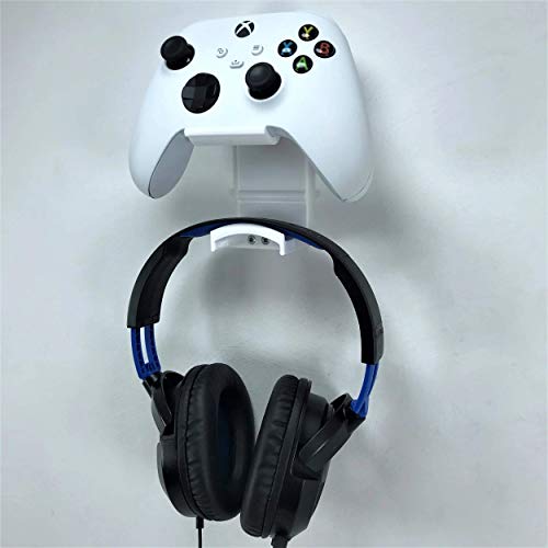 3D Cabin Product Compatible With Xbox Controller - Wall Mount & Headphone Holder Hanger Bracket For Xbox Series X / Series S / One / One S / One X Remote White