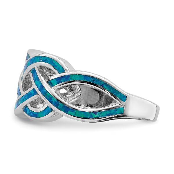 IceCarats 925 Sterling Silver Lab Grown Created Blue Opal Celtic Love Knot Ring Size 8