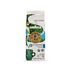 lavazza ¡tierra! organic amazonia whole bean coffee medium roast, floral notes, 10.5 ounce (pack of 6) - packaging may vary