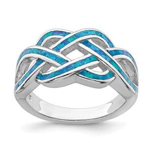 icecarats 925 sterling silver lab grown created blue opal celtic love knot ring size 8