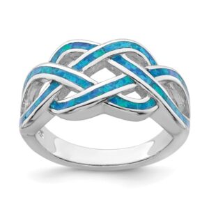 IceCarats 925 Sterling Silver Lab Grown Created Blue Opal Celtic Love Knot Ring Size 8