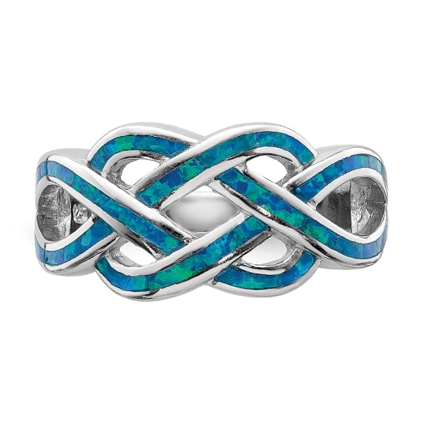 IceCarats 925 Sterling Silver Lab Grown Created Blue Opal Celtic Love Knot Ring Size 8