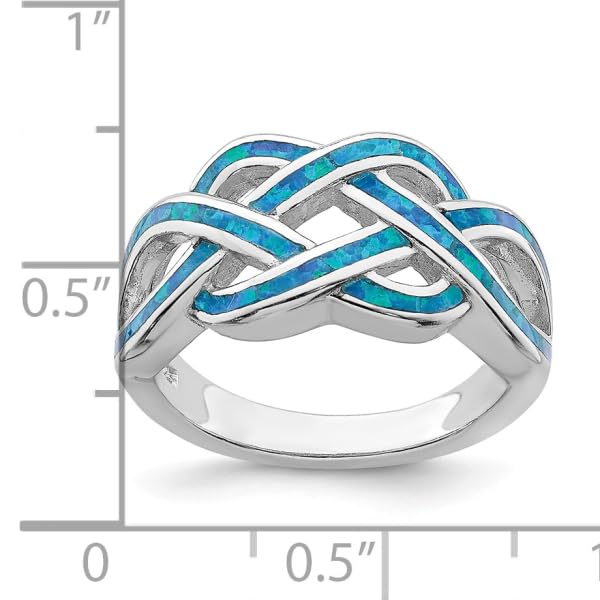 IceCarats 925 Sterling Silver Lab Grown Created Blue Opal Celtic Love Knot Ring Size 8