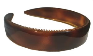 parcelona french extra wide tortoise shell brown celluloid inner nibs flexible hair headband fashion headband for women strong hold grip no slip durable styling girls hair accessories, made in france