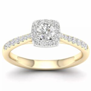 Aihpos Halo Engagement Rings for Women 1-1/3 Carat(ctw) Moissanite Rings 925 Sterling Silver 10K 14K 18K Gold Wedding Anniversary Rings for Her with Text Engraving (10K Gold)