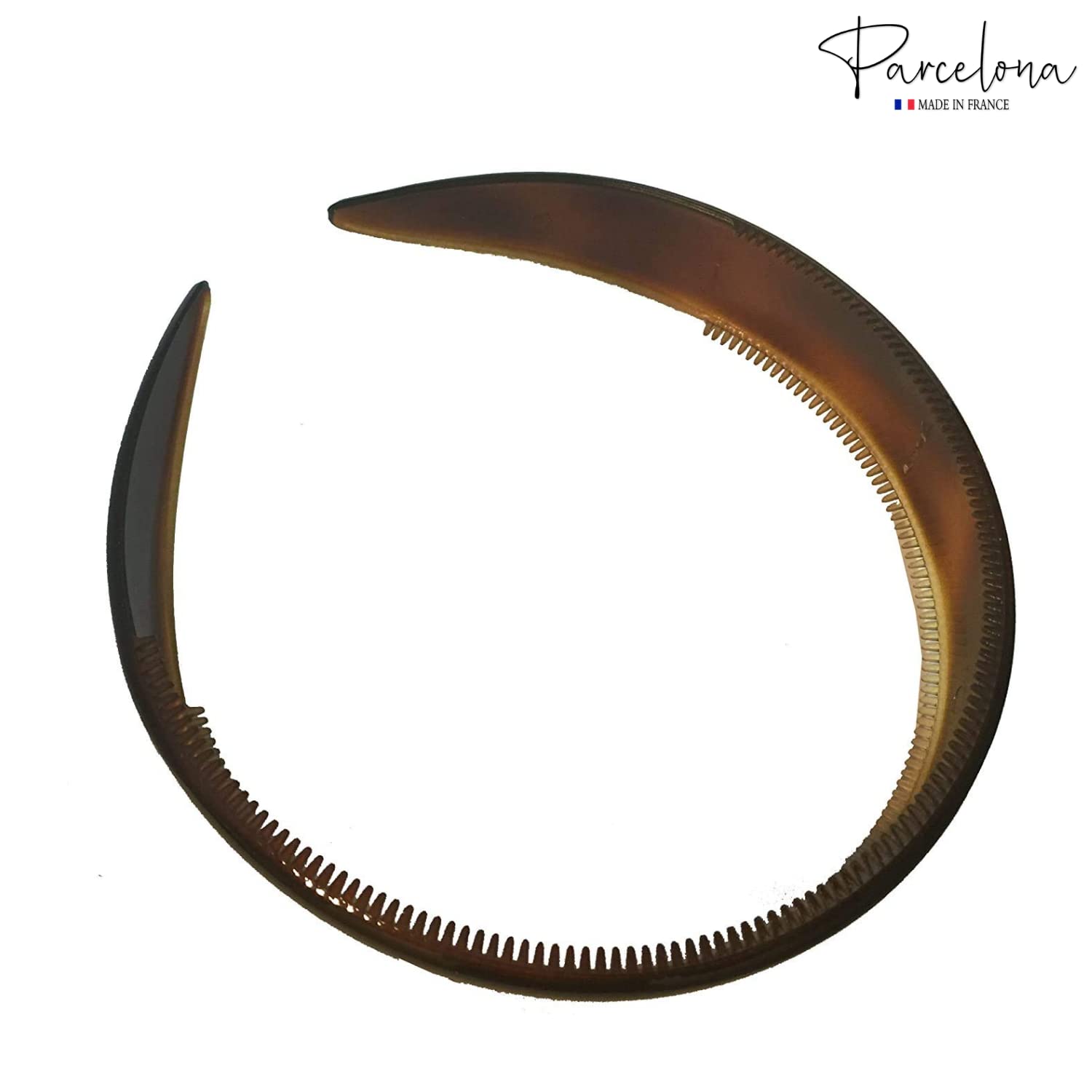 Parcelona French Extra Wide Tortoise Shell Brown Celluloid Inner Nibs Flexible Hair Headband Fashion Headband for Women Strong Hold Grip No Slip Durable Styling Girls Hair Accessories, Made in France