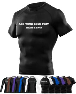 add your text compression fitness training gear fight wear for gracie jiu-jitsu, short sleeve black large