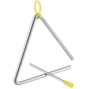 ZEONHAK 10 Pack 5 Sizes Musical Steel Triangle Percussion Instrument with Striker, Triangle Music Instrument, Triangle Hand Percussion Instrument for Children Music Enlightenment, 4, 5, 6, 7, 8 inch