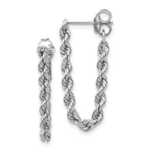 14k white gold rope chain dangle post earring qtl857